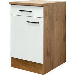 Unterschrank Flex-Well "Vintea", beige (magnolia matt, lancelot oak), B:50cm H:85cm T:60cm, Holzwerkstoff, Schr&auml;nke, Unterschrank, (B x H x T) 50 x 85 x 60 cm, mit Metallgriffen