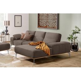 Ecksofa W.Schillig "run, Designsofa mit tollem Sitzkomfort, bequem, L-Form", braun (stone w82), B:279cm H:88cm T:178cm, Longlife Xtra-Leder Z73: Naturwalkleder der Luxusklasse aus den erlesensten Rohh&auml;uten. Hautst&auml;rke 1, 1 &ndash; 1, 3 mm;ROHLEDER Jacquard-Flachgewebe Q2 W60 (63% Polyester, 37% Polyacryl);ROHLEDER Chenille-Flachgewebe Q2 W77 (68% Polyacryl, 32% Polyester);Stoff S37 (100% Polyester), Sof