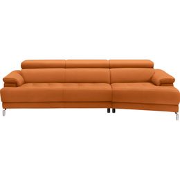 Ecksofa Egoitaliano "Soul, extravagantes Designsofa, Megasofa, super bequem, tolle Details", orange, B:246cm H:99cm T:140cm, Leder &raquo;BULL&laquo; (echtes Rindsleder). Geschliffenes, pigmentiertes und behandeltes Rindsleder mit einer Dicke von 1, 3-1, 5 mm. Dieses Leder zeigt eine ziemlich weiche Hand mit einem halb undurchsichtigen Aussehen. Es handelt sich um ein gesch&uuml;tztes Leder. Eine leichte Deckschic