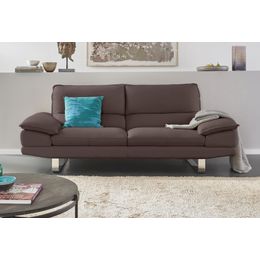 3-Sitzer Calia italia "Dave, Sitzkomfort der Extraklasse, tolle Details", braun (espresso), B:221cm H:87cm T:97cm, Leder SORRRENTO - 100% Leder;Leder BULL- 100% Leder, Sofas, 3-Sitzer, Designsofa auf Kufenfu&szlig;, in zwei Lederqualit&auml;ten