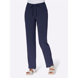 Schlupfhose Classic Basics, Damen, Gr. 46, Normalgr&ouml;&szlig;en, blau (nachtblau, nachtblau, wei&szlig;, bedruckt), 100% Polyester, unifarben, lang, Hosen Schlupfhose