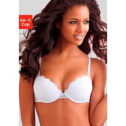 Push-up-BH Lascana, Damen, Gr. 70, Cup AA, wei&szlig;, Spitze, Obermaterial: 92% Polyamid, 8% Elasthan, BHs Push-up-BH, mit Jacquardspitze und herausnehmbaren Kissen, Dessous