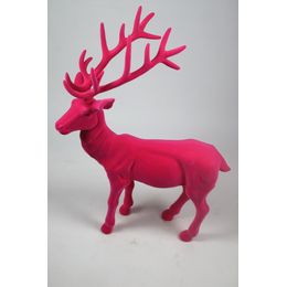 Weihnachtsfigur AM Design "Rentier stehend mit samtweichem Flock", pink, B:20cm H:76cm T:60cm, Kunststoff, Dekofiguren, Weihnachtsfigur, aus Kunststoff, H&ouml;he 76 cm, in verschiedenen Farben