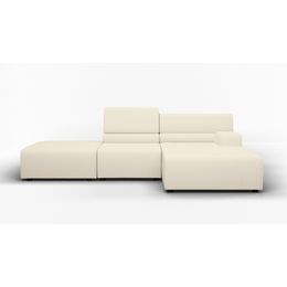 Ecksofa Egoitaliano "Babouche, Designsofa mit au&szlig;ergew&ouml;hnlichem Sitzkomfort zum Wohlf&uuml;hlen", beige (cremewei&szlig;), B:287cm H:80cm T:98cm, Leder &raquo;BULL&laquo; (echtes Rindsleder). Geschliffenes, pigmentiertes und behandeltes Rindsleder mit einer Dicke von 1, 3-1, 5 mm. Dieses Leder zeigt eine ziemlich weiche Hand mit einem halb undurchsichtigen Aussehen. Es handelt sich um ein gesch&uuml;tztes Leder. Eine leichte