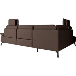 Ecksofa Alina, braun (dunkelbraun gba 24), B:243cm H:118cm T:210cm, Struktur GBA (100% Polyester), Sofas, Ecksofa, inkl. Kopfst&uuml;tzen, wahlweise mit Relaxfunktion, Breite: 243 cm