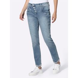 Bequeme Jeans Heine, Damen, Gr. 40, Normalgr&ouml;&szlig;en, blau, bleached, 98% Baumwolle, 2% Elasthan, unifarben, lang, Jeans Bequeme Jeans