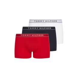 Trunk "3P TRUNK DTM", Herren, Gr. XL (54), 3 Stk., rot (th wht, med rot, dsrt sky), Jersey, Obermaterial: 95% Baumwolle, 5% Elasthan, Tommy Hilfiger Underwear, k&ouml;rpernah, Unterhosen Trunk, mit Logobund
