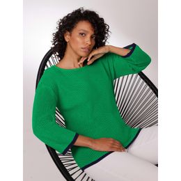 3/4 Arm-Pullover CREATION L PREMIUM "Lyocell-Baumwoll-Pullover", Damen, Gr. 50, grasgr&uuml;n, 70% Lyocell, 30% Baumwolle, unifarben, Pullover 3/4 Arm-Pullover