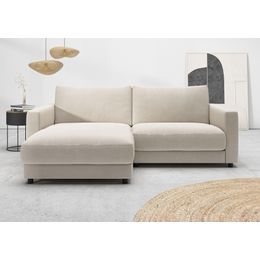 Ecksofa Home Affaire "Ecksofa Jiro, L-Form, gro&szlig;e Sitztiefe, Breite 226 cm", taupe, B:226cm H:85cm T:190cm, 100% Polyester, Sofas, Ecksofa, lose Sitz- & R&uuml;ckenkissen, weicher Polsteraufbau, komfortabel & modern