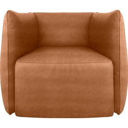 Sessel Egoitaliano "Ludo Loungesessel, Designsessel, Clubsessel, elegant und zeitlos", braun (cognac), B:80cm H:68cm T:80cm, Luxus-Micofaser Lederoptik (100% Polyester) ist ein neues technisches Gewebe mit einem visuellen und taktilen Aspekt, der dem Nubuk sehr nahe kommt, mit innovativen Eigenschaften. Seine au&szlig;erordentliche Weichheit kommt von einem exklusiven Produktionsprozess, der Unreinheite