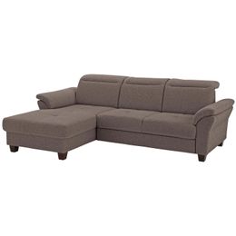 Ecksofa Home Affaire "Solvei L-Form", braun, B:255cm H:104cm T:185cm, Struktur (100% Polyester);Luxus-Microfaser Lederoptik (100% Polyester);Luxus-Microfaser ALTARA NUBUCK (100% Polyester), Sofas, Ecksofa, mit Recamierenabschlu&szlig; und Sitztiefenverstellung
