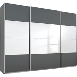 Schwebet&uuml;renschrank Rauch "Quadra", grau (grau metallic, spiegel), B:315cm H:230cm T:62cm, Holzwerkstoff, Schr&auml;nke, Schwebet&uuml;renschrank, mit Spiegelelementen