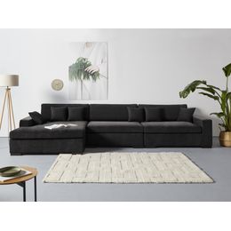 Sofa-Eckelement Home Affaire "Skara XXL L-Form", grau (anthrazit), B:400cm H:86cm T:190cm, 100% Polyester, Polsterelemente, Sofa-Eckelement, Lounge-Sofa XXL mit Federkern-Polsterung, in vielen Bezugsvarianten