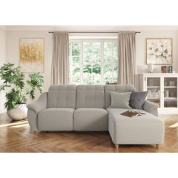 Ecksofa Home Affaire "Boston L-Form", beige (natur), B:254cm T:170cm, Struktur (100% Polyester);Luxus-Microfaser Florence (100% Polyester);Chenille (100% Polyester);NaturLEDER (reines Rindsleder), Sofas, Ecksofa, Kopfteilverstellung an jeder Sitzfl&auml;che, wahlweise Relaxfunktion