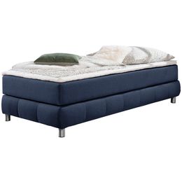 Boxspringbett Home Affaire "Salo", blau, B:96cm L:206cm, Komplettbetten, Boxspringbett, Ohne Kopfteil, inkl. Topper, auch in &Uuml;berl&auml;nge 220 cm