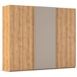 Schwebet&uuml;renschrank Rauch "Kleiderschrank Schrank Garderobe Schlafzimmerschrank SCALE-WOOD", braun (asteiche massiv, glas fango matt), B:271cm H:223cm T:68cm, Holz teilmassiv, Schr&auml;nke, Schwebet&uuml;renschrank, edle geteilte Front in massiver Asteiche mit Glast&uuml;ren MADE IN GERMANY