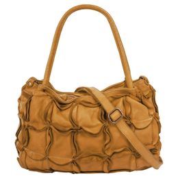Shopper Samantha Look, Damen, Gr. B/H/T: 37cm x 25cm x 14cm onesize, gelb, Leder, Taschen Shopper, echt Leder, Made in Italy