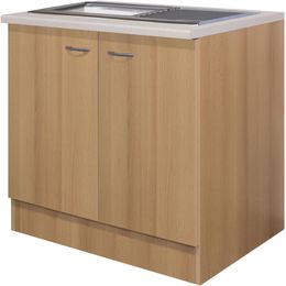 Sp&uuml;lenschrank Flex-Well "Nano", braun (buche nachbildung), B:100cm H:85cm T:60cm, Holzwerkstoff, Schr&auml;nke, Sp&uuml;lenschrank, (B x H x T) 100 x 85/86 x 60 cm, inkl. Einbausp&uuml;le