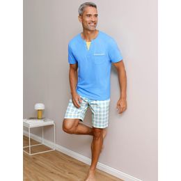 w&auml;schepur Shorty W&Auml;SCHEPUR, Herren, Gr. 52/54, aqua, zitrone, kariert, 100% Baumwolle, Homewear-Sets Shorty