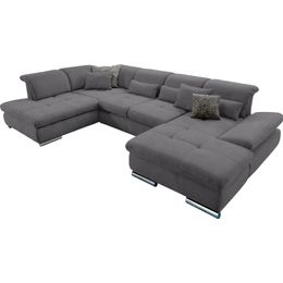 Wohnlandschaft "SO 4100 komfortable Federkernunterfederung, inkl. Kopfteilverstellung", grau (grau 20), B:365cm H:80cm T:225cm, SET ONE BY Musterring, Sofas, Wohnlandschaft, wahlweise Bettfunktion und Sitztiefenverstellung, U-Form