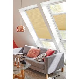 Dachfensterplissee SUNLINES "StartUp Style Honeycomb TL", gelb (zartgelb, wei&szlig;), B:117,3cm H:121,5cm, Obermaterial: 100% Polyester, Plissees, Dachfensterplissee, mit F&uuml;hrungsschienen