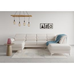 Sit & More Wohnlandschaft SIT & MORE "Sinatra U-Form", beige (creme), B:326cm H:85cm T:220cm, 100% Polyester, Sofas, Wohnlandschaft, optional mit Kopfteilverstellung und Armteilfunktion etc.