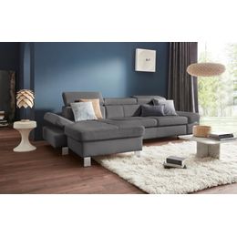 Ecksofa exxpo - SOFA FASHION "Fiji, hochwertige Detailverarbeitung, Breite 292cm, L-Form", grau (delphin), B:292cm H:98cm T:167cm, Luxus-Kunstleder;Webstoff (100% Polyester);Webvelours (100% Polyester), Sofas, Ecksofa, bequem durch Kopf- und Armteilverstellung, wahlweise mit Bettfunktion