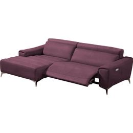 Ecksofa Egoitaliano "Suzette, Designsofa mit hohem Sitzkomfort", lila (plum), B:266cm H:95cm T:163cm, Sofas, Ecksofa, mit Recamiere, inkl. 1 elektronischen Relaxfunktion, L-Form