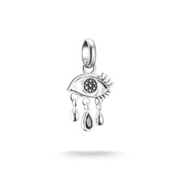 Charm-Einh&auml;nger Thomas Sabo "Thomas Sabo Wednesday Tr&auml;nendes Auge Charm - Connect", silberfarben, schwarz, schwarz, Charms, Damen, Silber 925 (recycelt), Charm-Einh&auml;nger, mit Zirkonia (synth.)