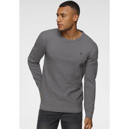 Strickpullover Bruno Banani, Herren, Gr. XL (56/58), grau (grau, meliert), Obermaterial: 50% Baumwolle, 50% Polyacryl, meliert, schmal, Rundhals, B&uuml;ndchen, Pullover Strickpullover, mit modischer Struktur