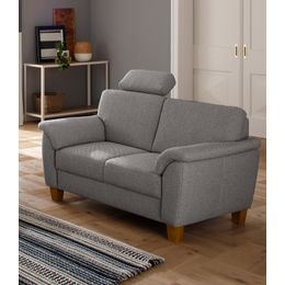 2-Sitzer Home Affaire "Texel", grau, B:156cm H:87cm T:88cm, Struktur ( 100% Polyester);Struktur fein ( 100% Polyester);Luxus-Microfaser ALTARA NUBUCK (100% Polyester), Sofas, 2-Sitzer, mit Federkern und Kontrastnaht, F&uuml;&szlig;e Buche eichefarben