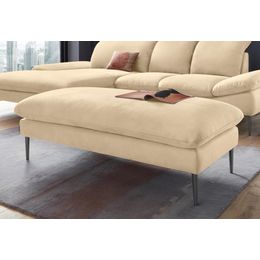 Hocker W.Schillig "enjoy&MORE", beige (sahara s37), B:151cm H:45cm T:71cm, Chenille-Flachgewebe R66 (85% Polyester, 15% Nylon);Longlife Xtra-Leder Z59: Glattleder mit modischer Pr&auml;gung. Hautst&auml;rke 0, 9 - 1, 1 mm;Stoff S37 (100% Polyester), Hocker, Hocker, F&uuml;&szlig;e schwarz pulverbeschichtet, Breite 151 cm