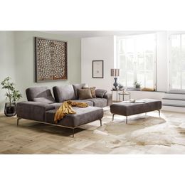 Ecksofa W.Schillig "run, Designsofa mit tollem Sitzkomfort, L-Form", braun (mocca s37), B:299cm H:88cm T:178cm, Longlife Xtra-Leder Z73: Naturwalkleder der Luxusklasse aus den erlesensten Rohh&auml;uten. Hautst&auml;rke 1, 1 &ndash; 1, 3 mm;ROHLEDER Jacquard-Flachgewebe Q2 W60 (63% Polyester, 37% Polyacryl);ROHLEDER Chenille-Flachgewebe Q2 W77 (68% Polyacryl, 32% Polyester);Stoff S37 (100% Polyester), Sofas, Ecks