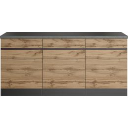 Unterschrank KOCHSTATION "KS-Riesa", braun (wotaneiche), B:180cm H:86cm T:60cm, Holzwerkstoff, Schr&auml;nke, Unterschrank, Breite 180 cm, MDF-Fronten