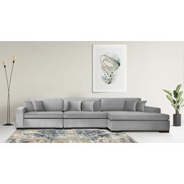 Ottomane Home Affaire "Skara L-Form", grau, B:310cm H:86cm T:100cm, 100% Polyester, Sofas, Ottomane, Lounge-Sofa mit Federkernpolsterung, in vielen Bezugsvarianten