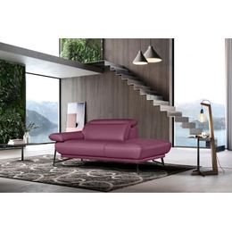 Ottomane Egoitaliano "Anais, erstklassiges Designsofa, Breite 179 cm, Fu&szlig;farbe schattengrau", lila (violett), Sofas, B/H/T: 179cm x 74cm x 106cm, Leder NUVOLE, Ottomane rechts, Armlehne links, LEDER -Artikel BULL &ndash; Kat. B: Der Artikel BULL ist ein geschliffenes, pigmentiertes und behandeltes Rindsleder mit einer Dicke von 1, 3-1, 5 mm. Dieses Leder zeigt eine ziemlich weiche Hand mit einem halb un
