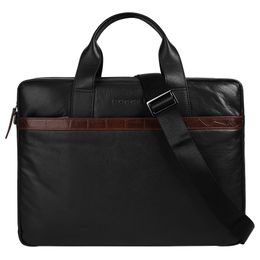 Aktentasche Bugatti "CORSO DELUXE", Gr. B/H/T: 39cm x 28cm x 10cm onesize, schwarz, Leder, leicht gl&auml;nzend, unifarben, Taschen Aktentasche, echt Leder
