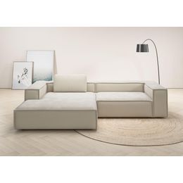 Ecksofa Home Affaire "Watertown, modernes XXL L-Form, 306 cm breit", beige (sand), B:306cm H:68cm T:191cm, 94% Polyester, 6% Nylon, Sofas, Ecksofa, Gro&szlig;z&uuml;giges Lounge-Sofa mit viel Platz f&uuml;r die Familie