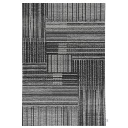 Teppich Tom Tailor HOME "Stripy Pat", grau, B:140cm H:5mm L:200cm, Baumwolle, Kunstfaser, Teppiche, Teppich, Flachgewebe, modernes Patchworkdesign, gestreift, Chenille, Wohnzimmer