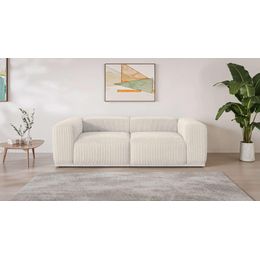 Big-Sofa s.Oliver "EMMERIK Designersofa, 3-Sitzer mit Wellenfederung, B/T/H: 242/98/73 cm", beige (creme), B:242,5cm H:73cm T:98cm, 100% Polyester, Sofas, Big-Sofa, hoher Sitzkomfort, gem&uuml;tlich und modern, auch in Cord