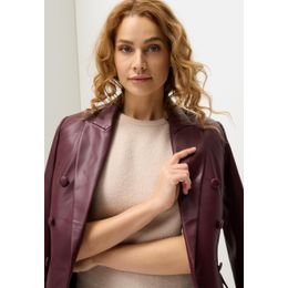 Lederimitat-Blazer Lascana, Damen, Gr. 42, rot (bordeaux), Web, Obermaterial: 100% Polyester. Beschichtung: 100% Polyurethan. Futter: 100% Polyester, unifarben, tailliert Po-bedeckend, Blazer Lederimitat-Blazer, mit Reverskragen, taillierter Damenblazer, Business-Look