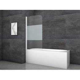 Badewannenfaltwand MARWELL "White Glow", wei&szlig;, neutral, B:80cm H:140cm T:10cm, Duschw&auml;nde, Badewannenfaltwand, Einfl&uuml;gelig, mit Aluminiumprofil Aufsatz f&uuml;r Badewanne