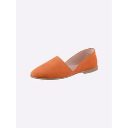 Slipper Heine, Damen, Gr. 41, orange, Textil, Schuhe Slipper