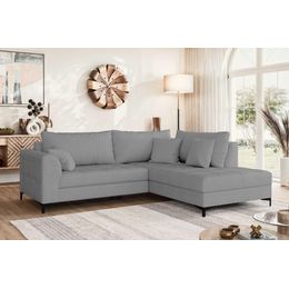 Ecksofa OTTO HOME "LEEVKE Design-Sofa mit Ottomane rechts/links bestellbar, Breite 232 cm", hellgrau, B:232cm H:80cm T:190cm, 100% Polyester, Sofas, Ecksofa, in vielen modernen Farben erh&auml;ltlich, belastbar bis 480 kg