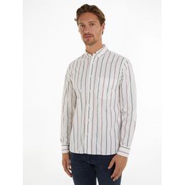 Langarmhemd Tommy Hilfiger "HILFIGER DOUBLE STP Regular Fit SHIRT", Herren, Gr. L, N-Gr, wei&szlig; (ancient wei&szlig;, multi), Web, Obermaterial: 100% Baumwolle, Hemden Langarmhemd