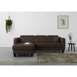 Sit & More Ecksofa SIT & MORE "Belluci L-Form", braun (mocca), B:247cm H:85cm T:170cm, Sofas, Ecksofa, inklusive Federkern, wahlweise mit Bettfunktion und Bettkasten