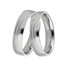 Trauring DOOSTI "Schmuck Geschenk Silber 925 Trauring Ehering Partnerring LIEBE" Gr. 62, silber (silberfarben), Fingerringe, Damen, 62, 0,03 SI = kleine Einschl&uuml;sse mit Brillanten, Diamanten Silber 925 (Sterlingsilber), 5mm, Diamanten, Silber 925 (Sterlingsilber), Trauring, Made in Germany, wahlweise mit oder ohne Brillanten