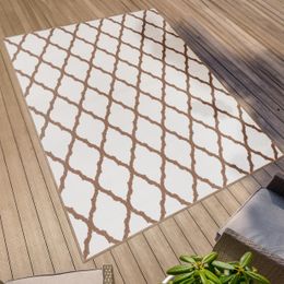 Teppich "Outdoorteppich REVERSO - Round Rhombus", braun (braun,beige), B:160cm H:5mm L:220cm, Polypropylen, PRIMAFLOR-IDEEN IN TEXTIL, Teppiche, Teppich, Wendeteppich, Rauten Design, In- und Outdoor geeignet, wasserfest