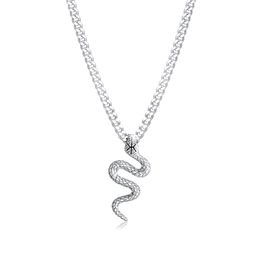 Kette mit Anh&auml;nger Kuzzoi "Halskette Herren Panzerkette Schange Snake 925 Silber" Gr. 50, silber, Halsketten, Herren, ohne Stein, Silber 925 (Sterlingsilber), Kette mit Anh&auml;nger