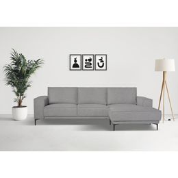 Ecksofa OTTO HOME "Polsterecke Oland, Struktur, Flachgewebe, Luxus-Microfaser, Boucle", grau, B:280cm H:85cm T:152cm, 100% Polyester, Sofas, Ecksofa, L-Form, 280 cm, Wellenunterfederung, Skandi-Design, Metallf&uuml;&szlig;e